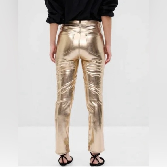 GAP | Pants & Jumpsuits | Metallic Gold Faux Leather Pants | Poshmark